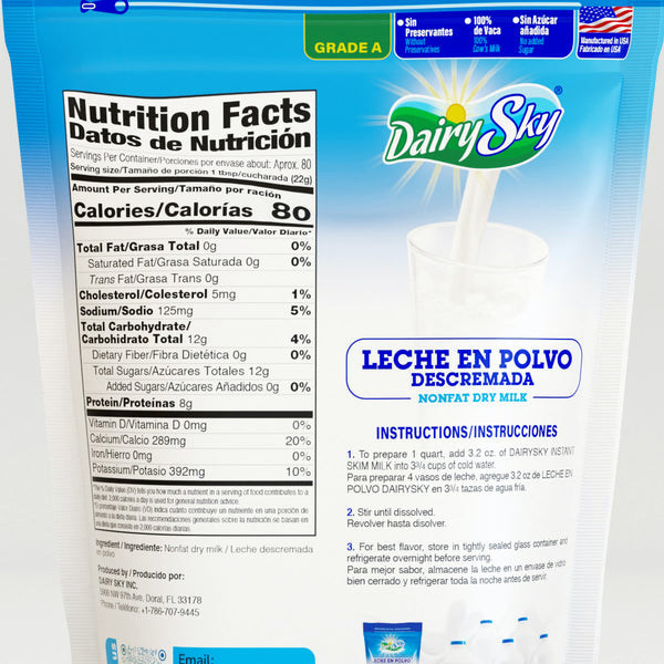 Dairysky Nonfat Dry Milk Powder - 64 oz | Fat-Free | Made in USA ...